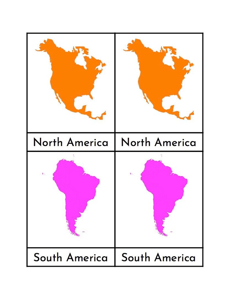 Montessori Seven Continents Three Part Cards - Etsy