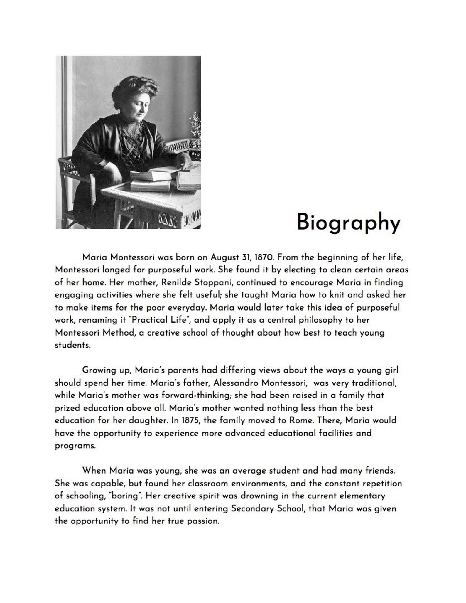 Maria Montessori Bundle Two Sets of Three/four Part Cards and Biography ...