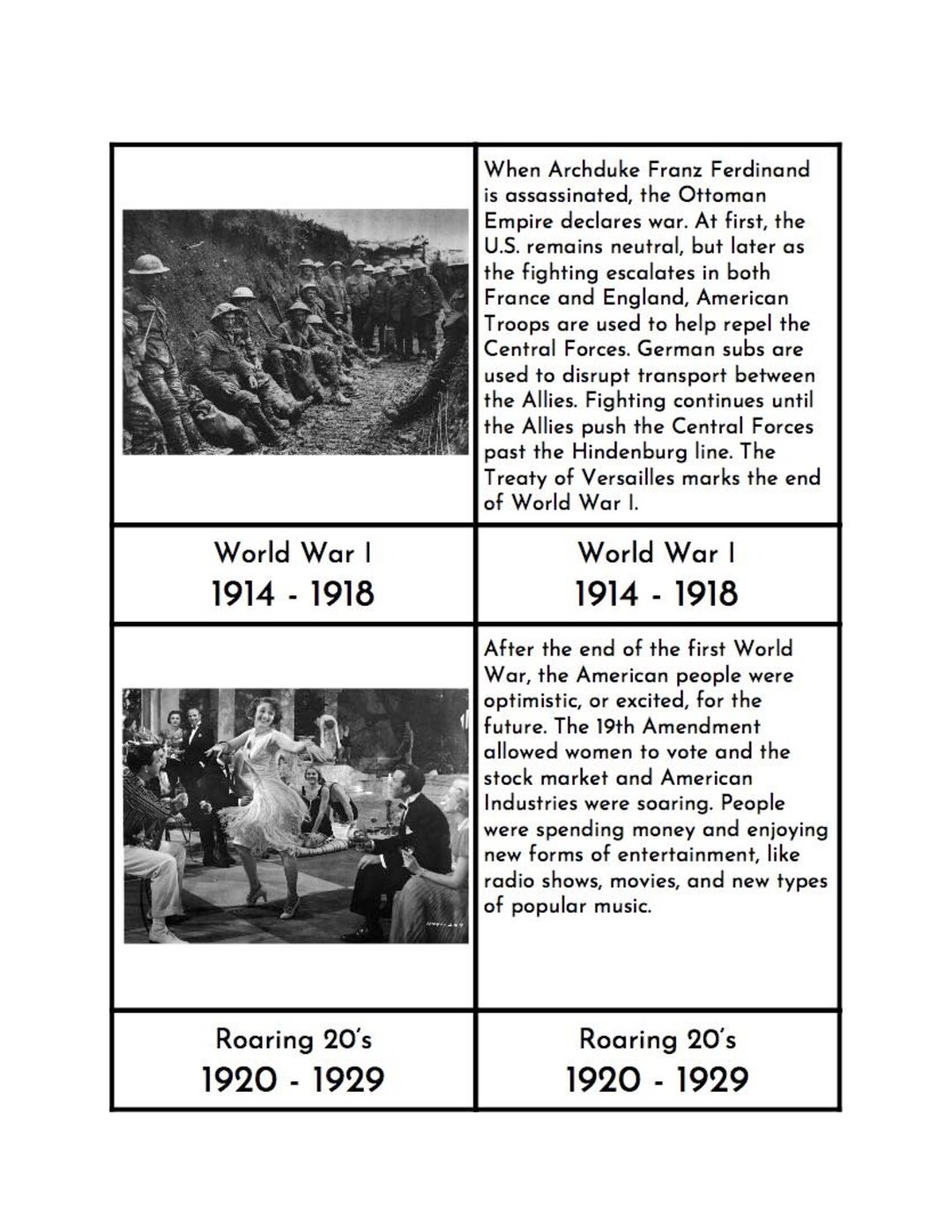 Montessori American History Timeline (1914 - 1973) - Three/four Part ...