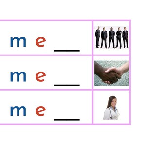 Montessori Word Building Pink Ending Sounds Match Words With Short 'e ...