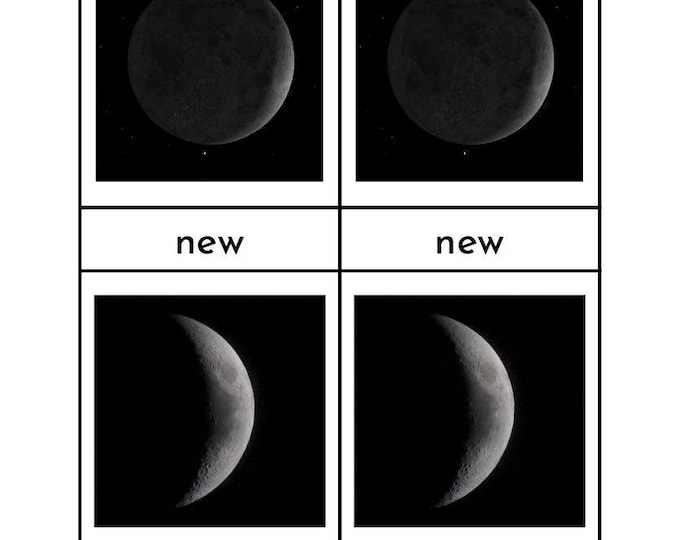 Phases of the Moon - Montessori Three Part Cards - Etsy
