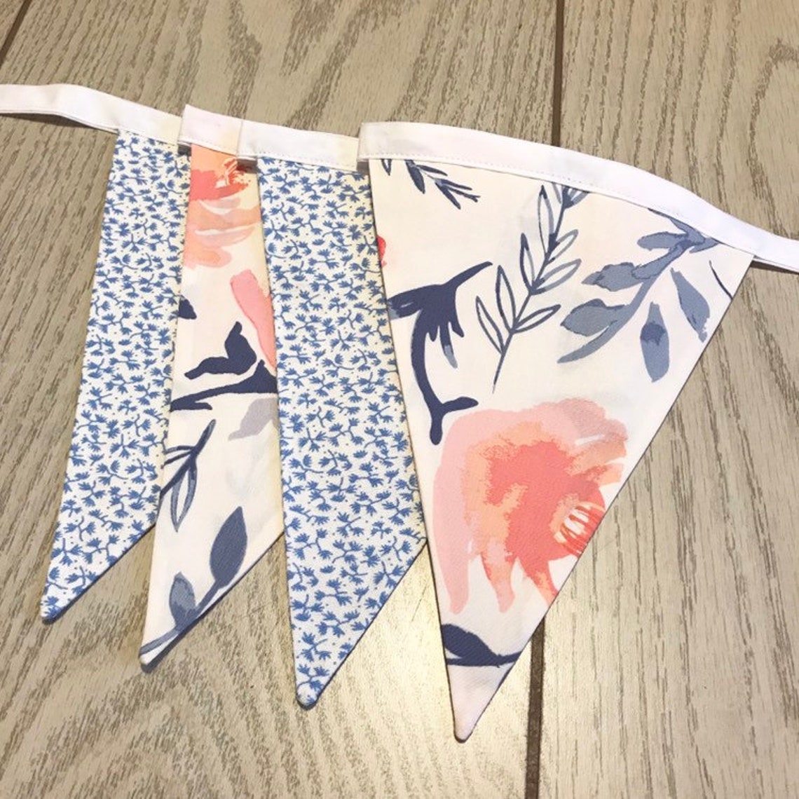 Blue & Pink Floral Bunting - Etsy Canada