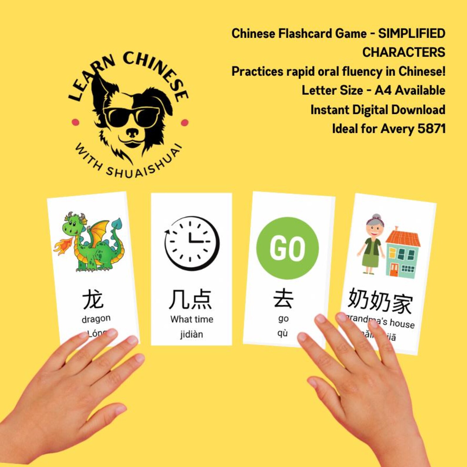 Simplified Chinese Flashcards for Children and Whimsical Adults - Etsy