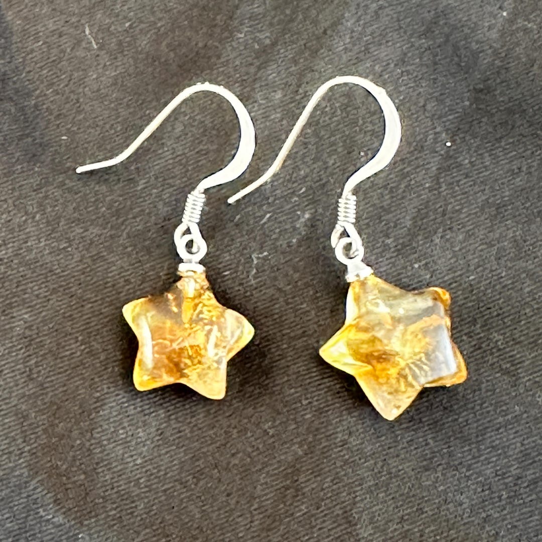Gold Star Citrine Crystal Holiday Earrings - Etsy