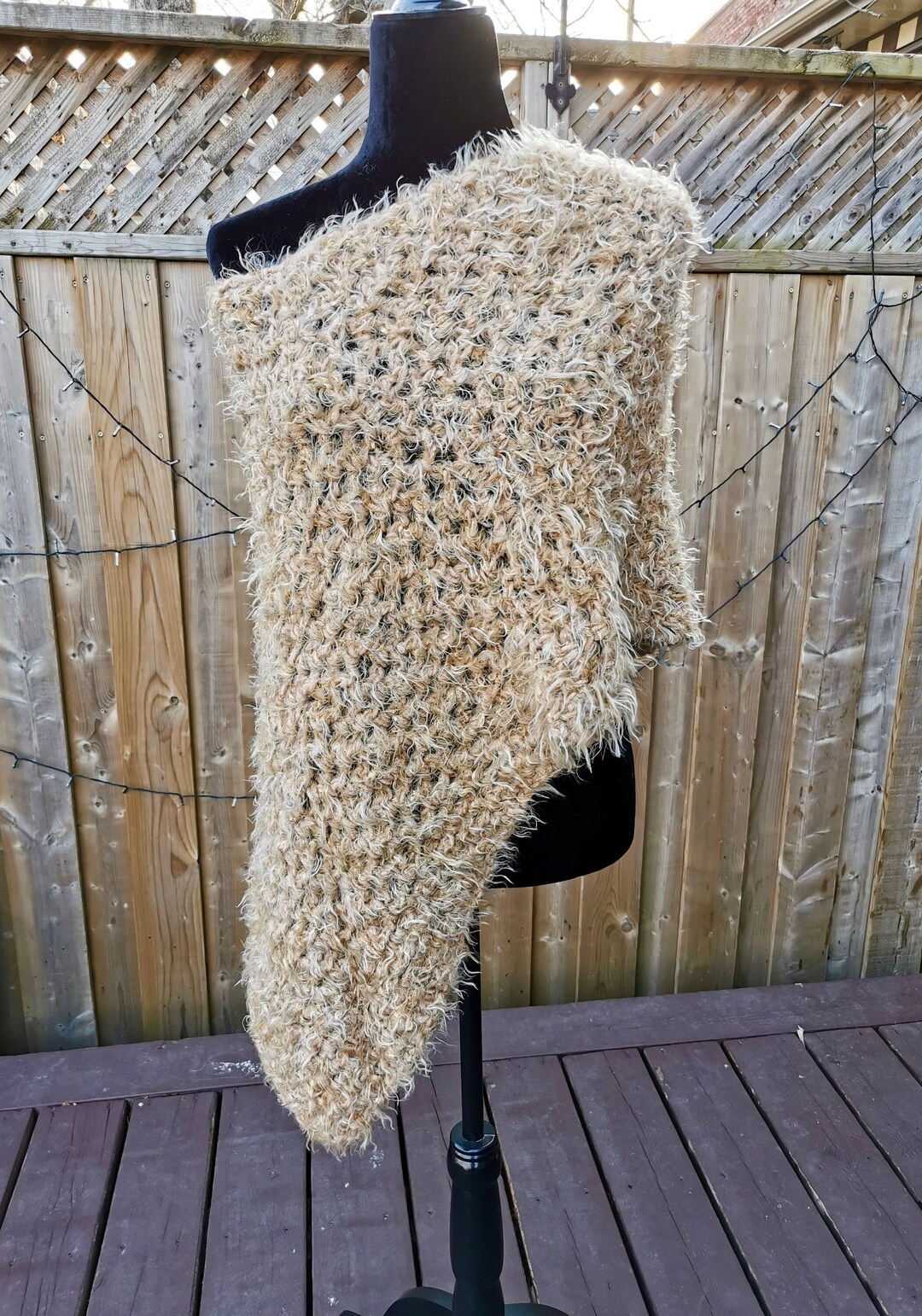 Gold Crochet Poncho Asymmetrical Poncho - Etsy