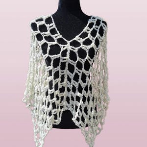 Mesh Crochet Poncho, Vintage White Fishnet Top - Etsy