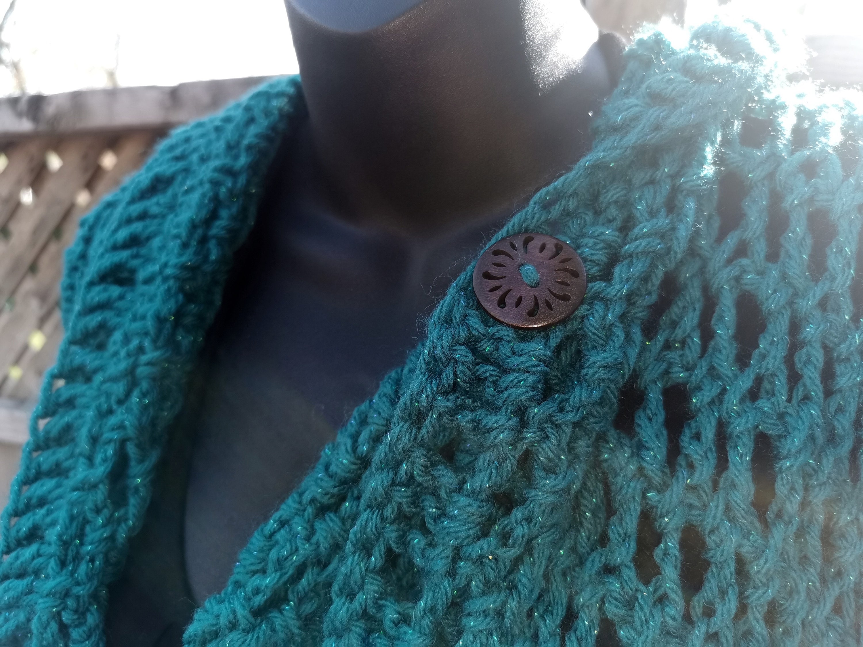 Teal Vest Long Lacy Crochet Teal Duster by Claudia's | Etsy