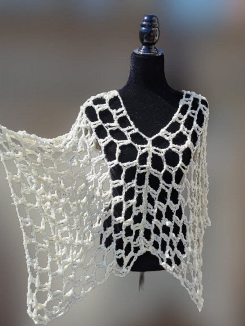 Mesh Crochet Poncho, Vintage White Fishnet Top - Etsy