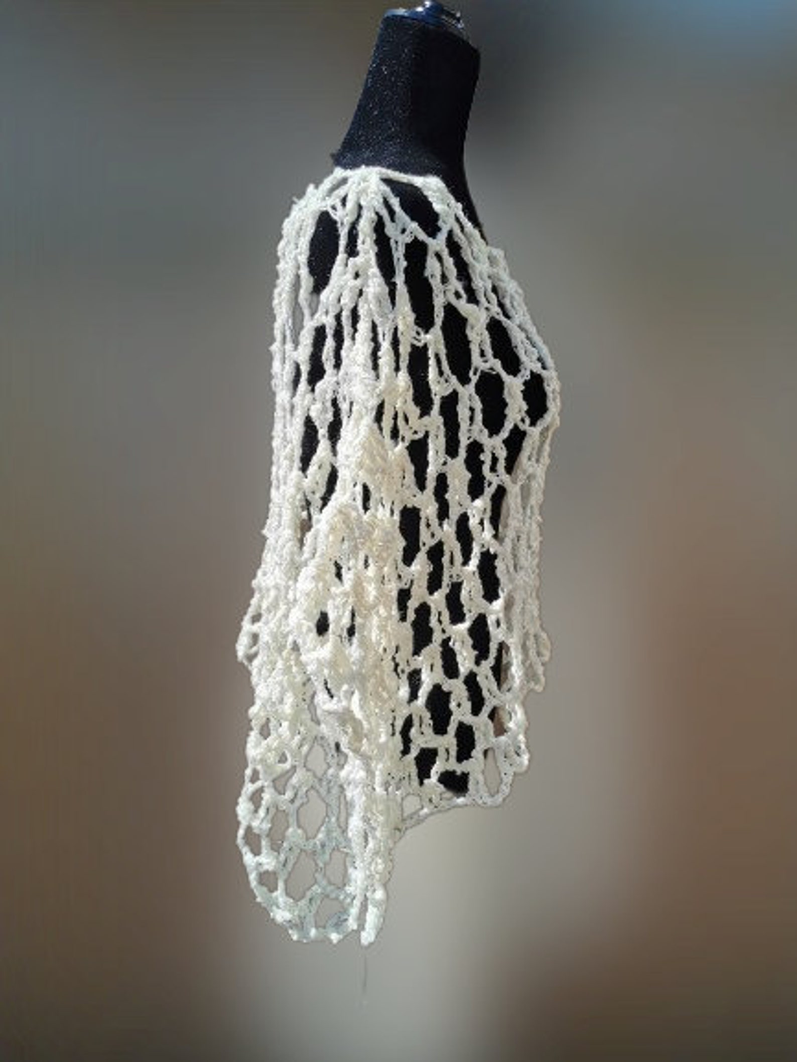 Mesh Crochet Poncho, Vintage White Fishnet Top - Etsy