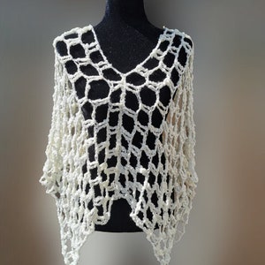Mesh Crochet Poncho, Vintage White Fishnet Top - Etsy