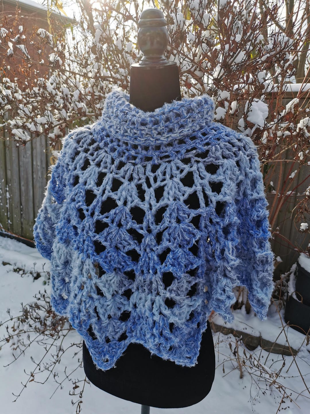 Collared Crochet Poncho, Short Cape, Crochet Lacy Poncho - Etsy