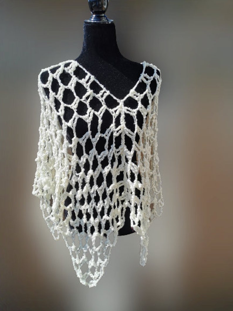 Mesh Crochet Poncho, Vintage White Fishnet Top - Etsy