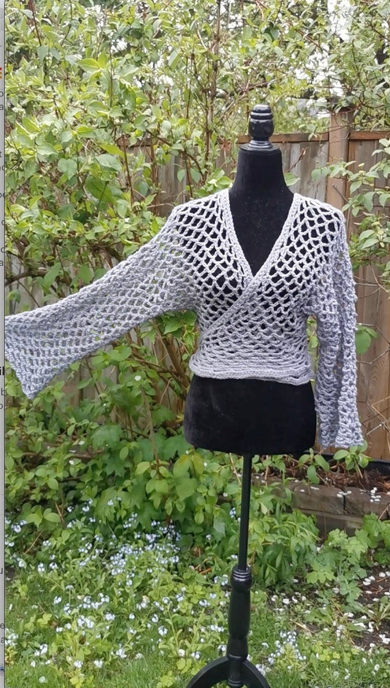Mesh Wrap Top With Ties Plus Size Wrap Top Crochet Mesh | Etsy