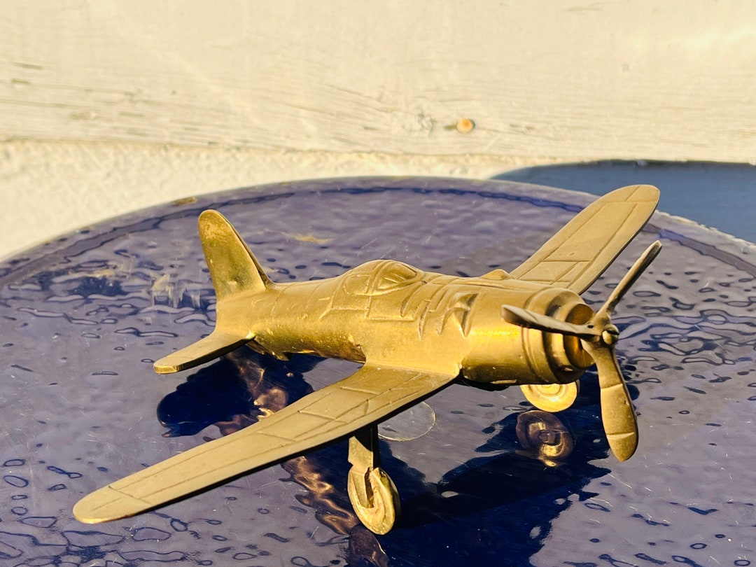 Vintage Solid Brass Airplane Model - Etsy