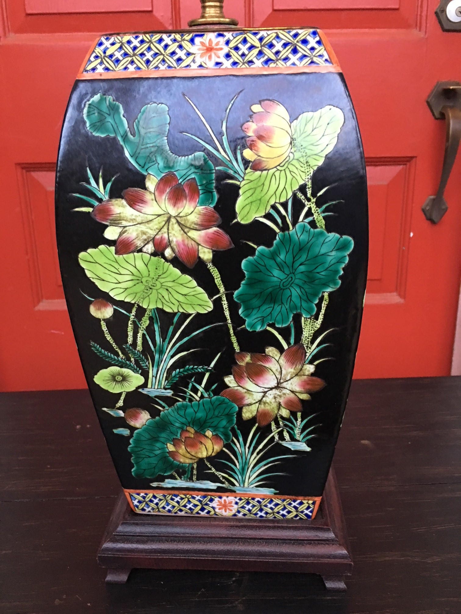 Chinese Porcelain Table Lamp, Asian Hollywood Regency, Windermere Lotus ...