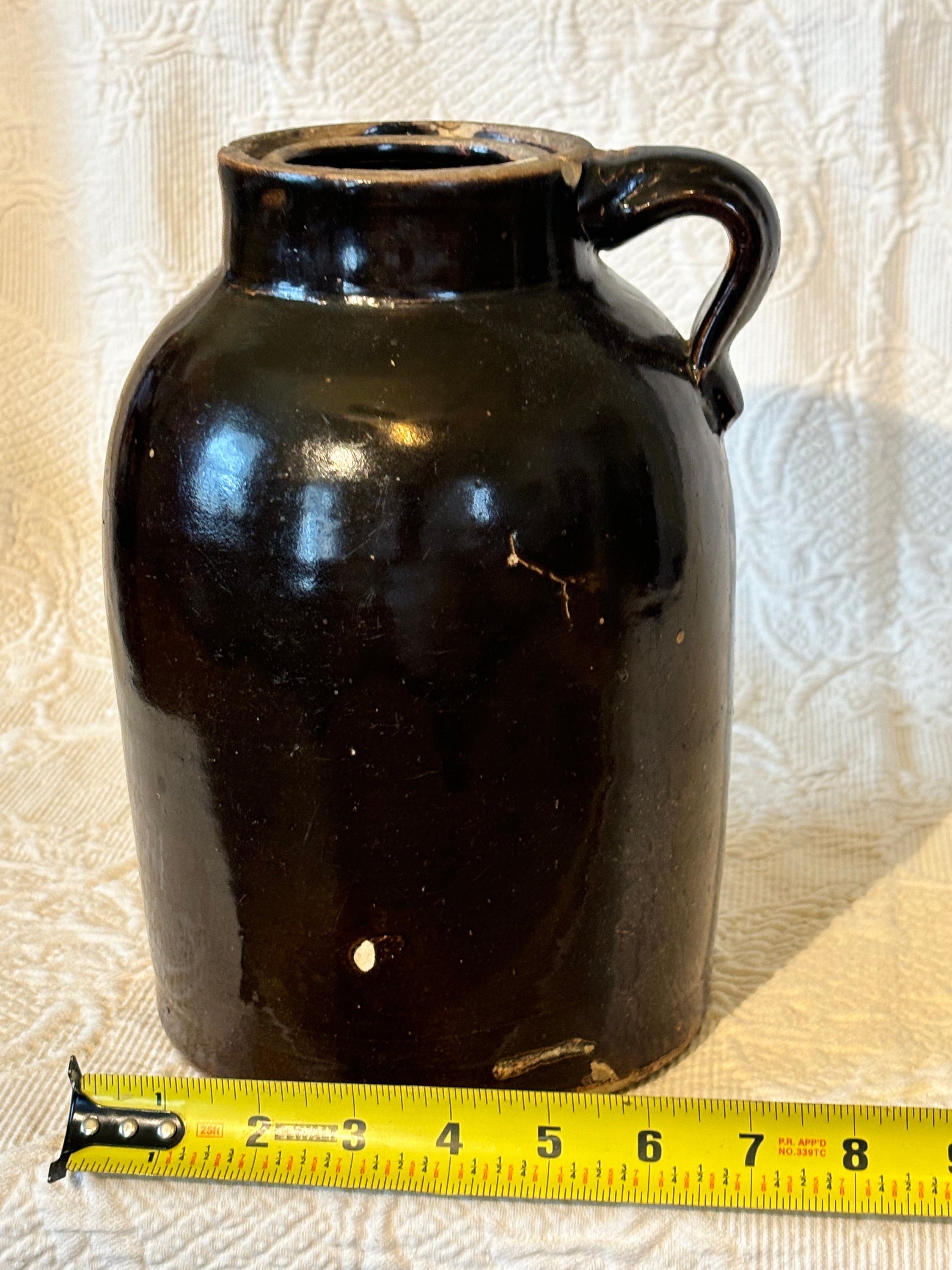 Antique Primitive Brown Salt Glazed Stoneware Crock With Handle - Etsy