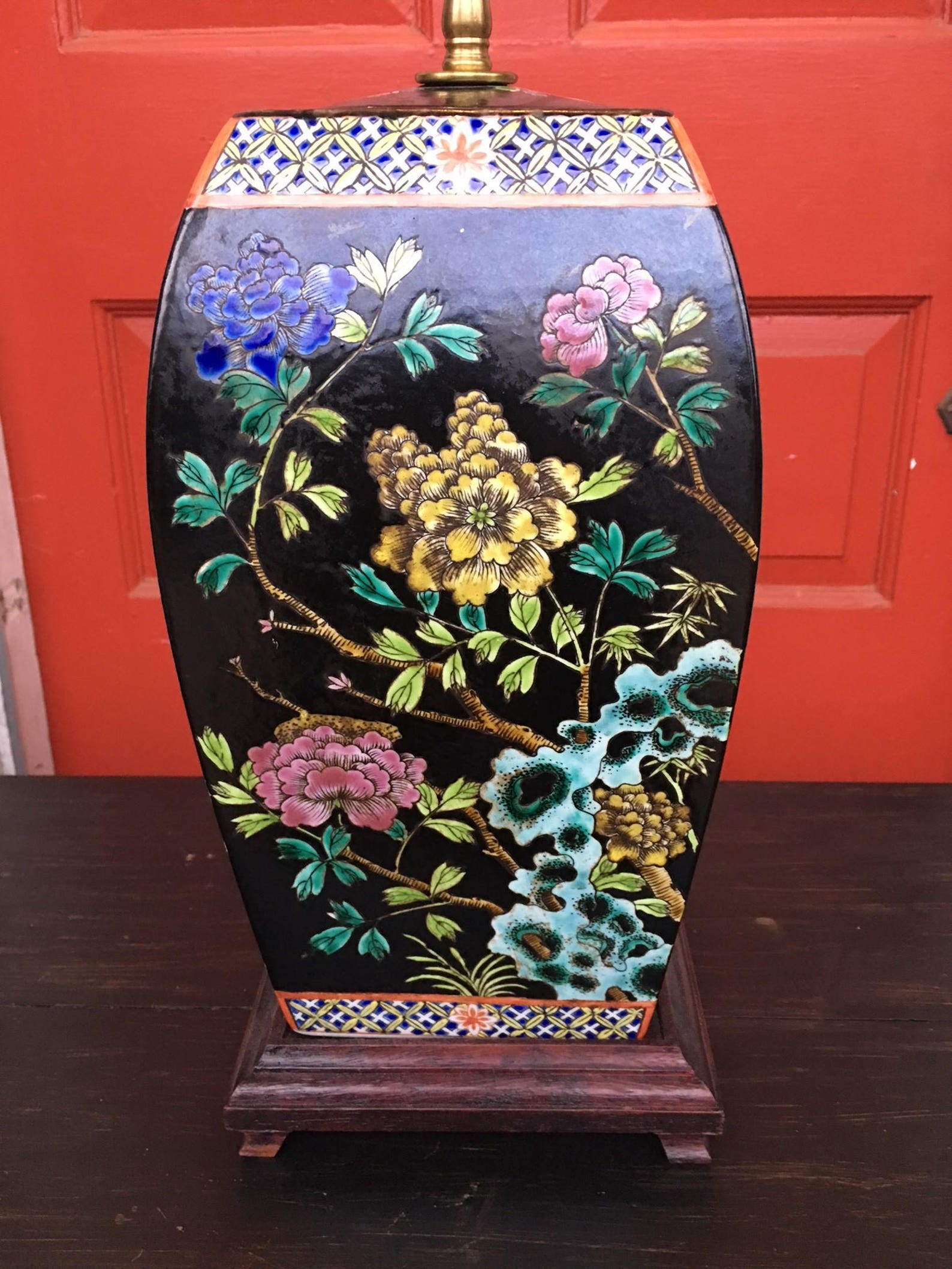 Chinese porcelain table lamp Asian Hollywood Regency | Etsy