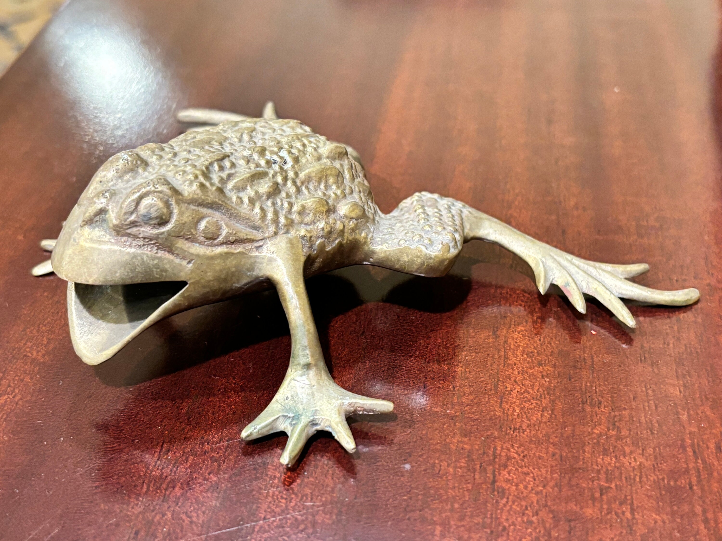 Vintage Brass Frog Toad Open Mouth Design Trinket Holder, Paperweight ...
