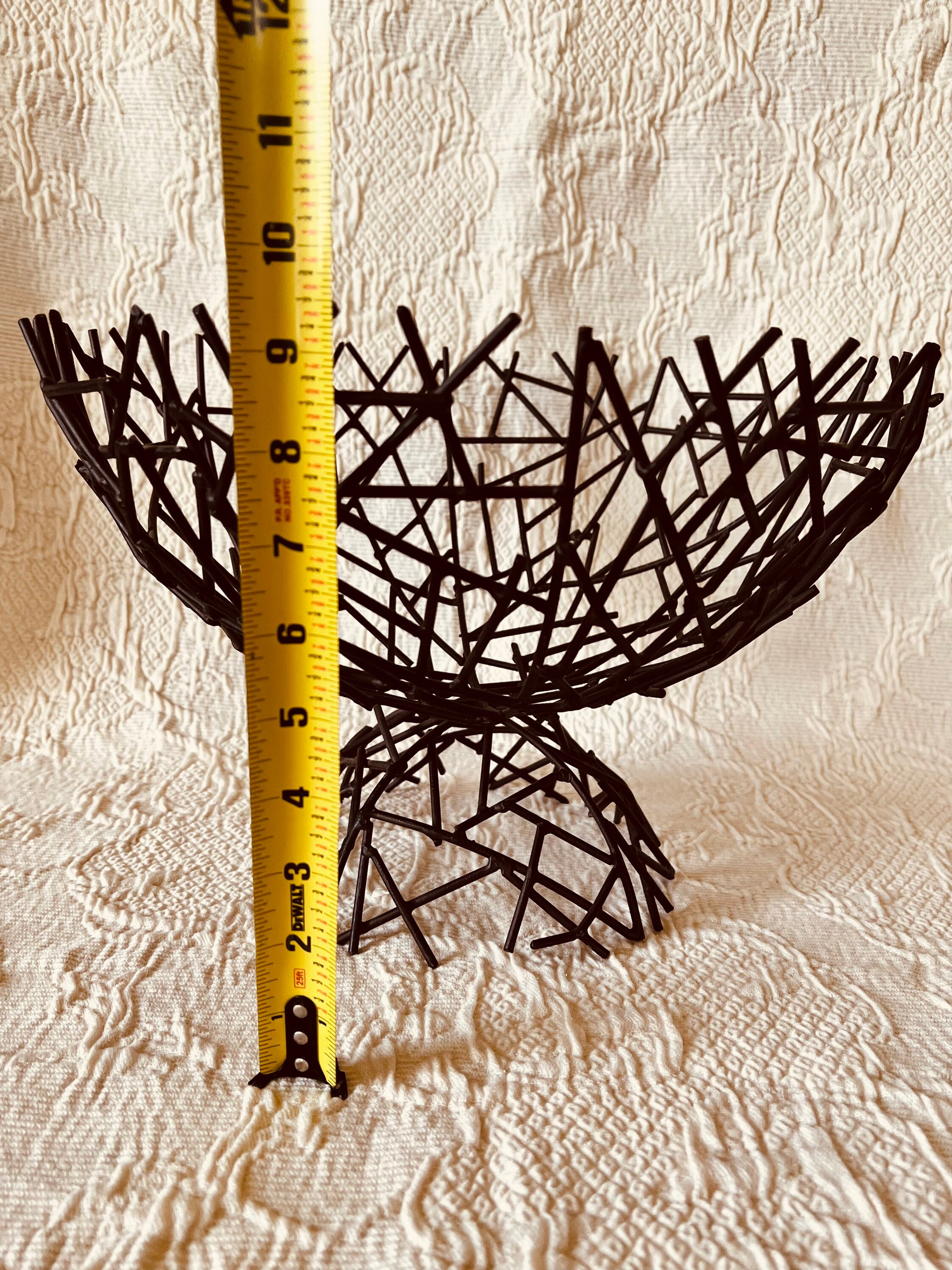 Large Metal Twig Like Basket Bowl With Pedestal - Etsy