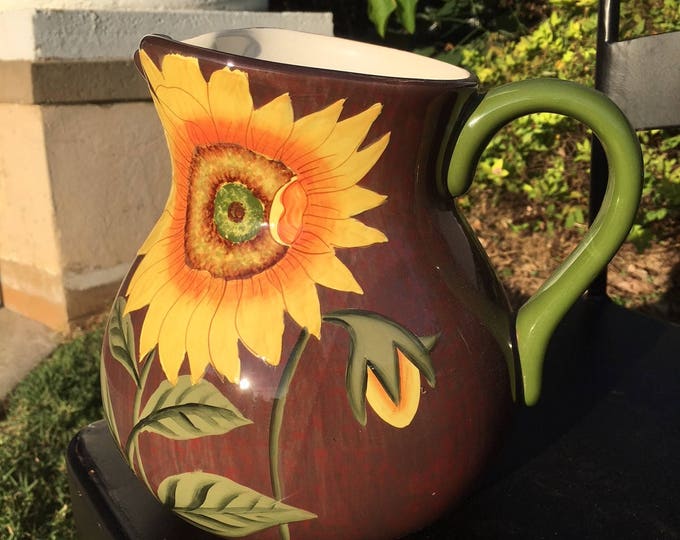 Bella Casa by Ganz Pottery Sunflower Pitcher - Etsy