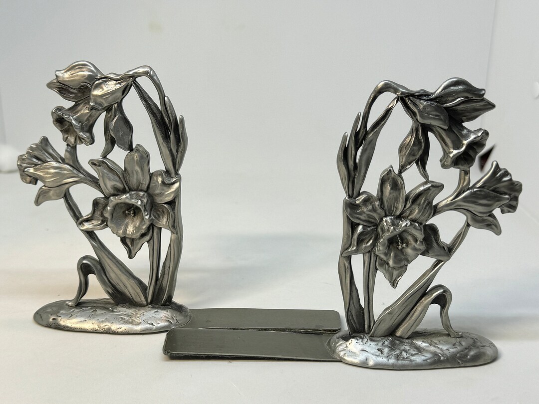 Seagull Pewter Flowers Bookends Vintage Canada 1990s - Etsy