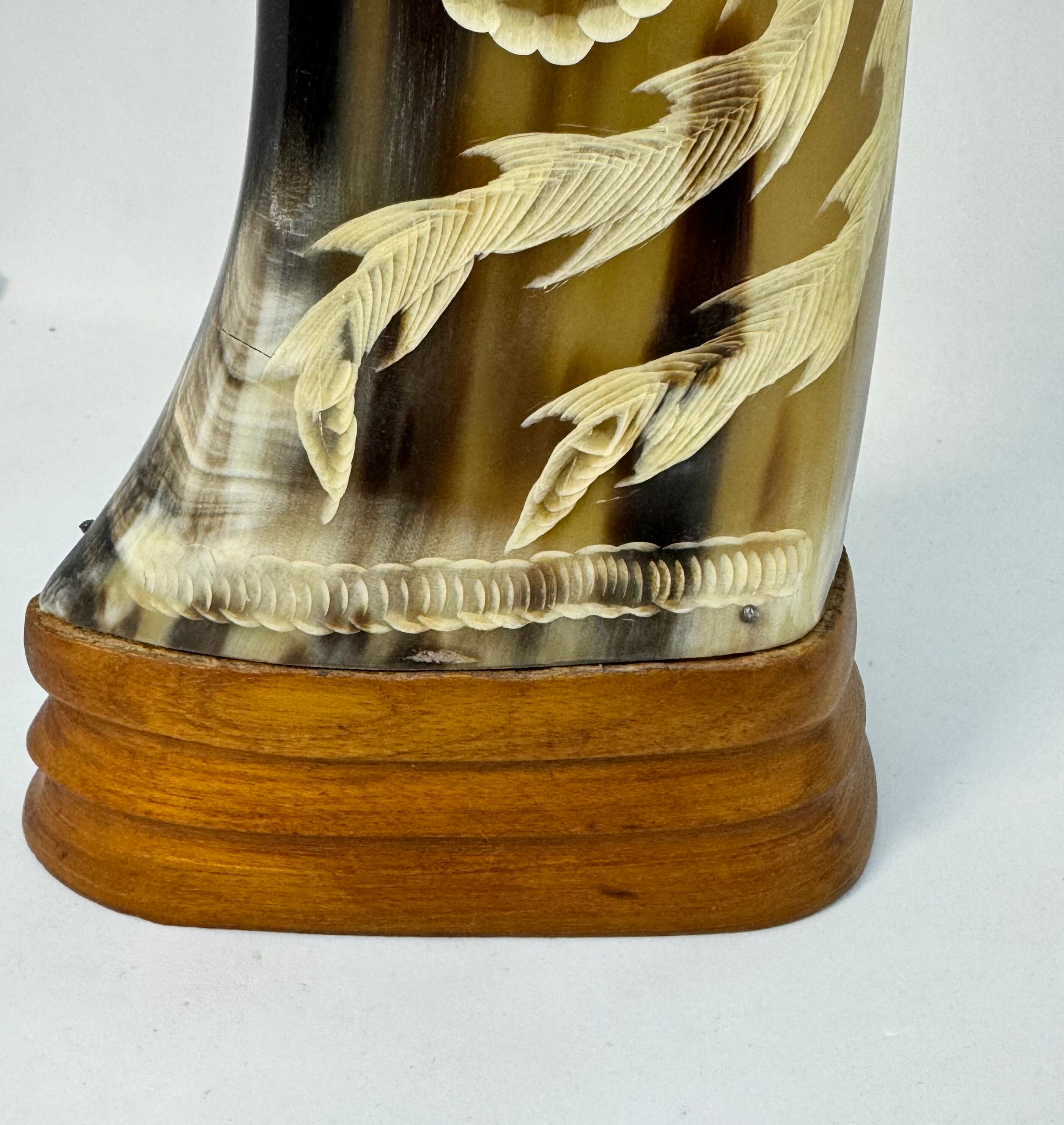Hand Carved Horn With Dragon and Tiger Design - Etsy