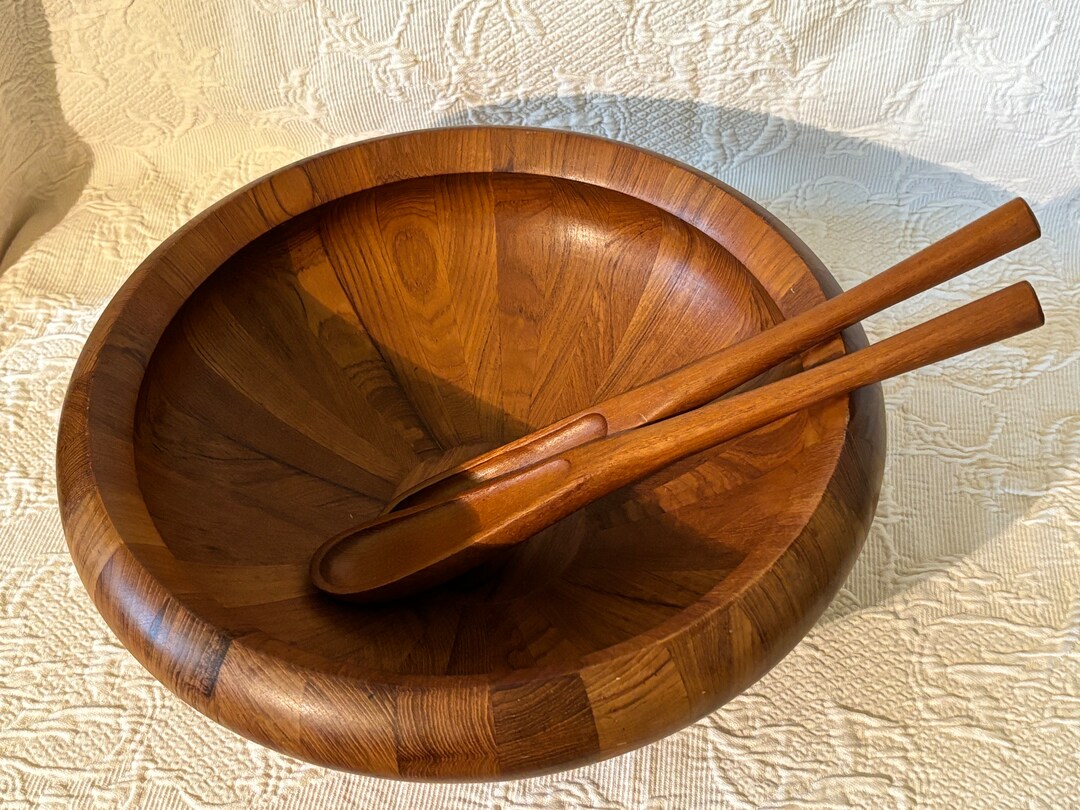 X-large Solid Walnut Salad Bowl & Servers Designed by Quistgaard for ...