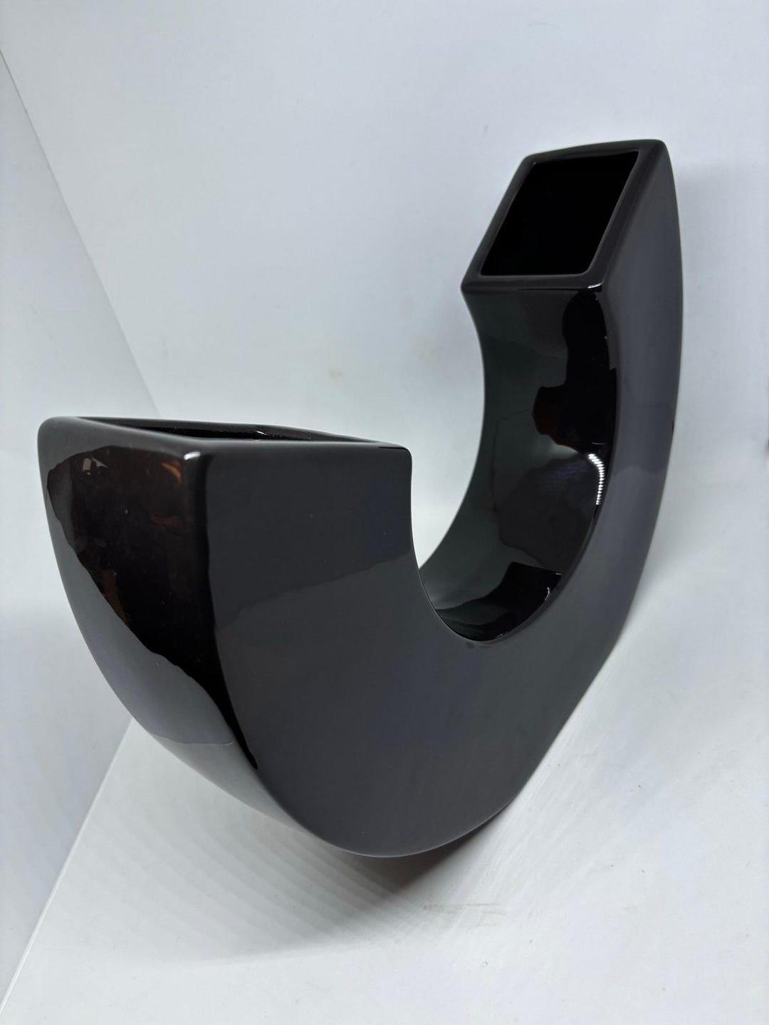Modern Black Ceramic U-shaped Vase - Etsy