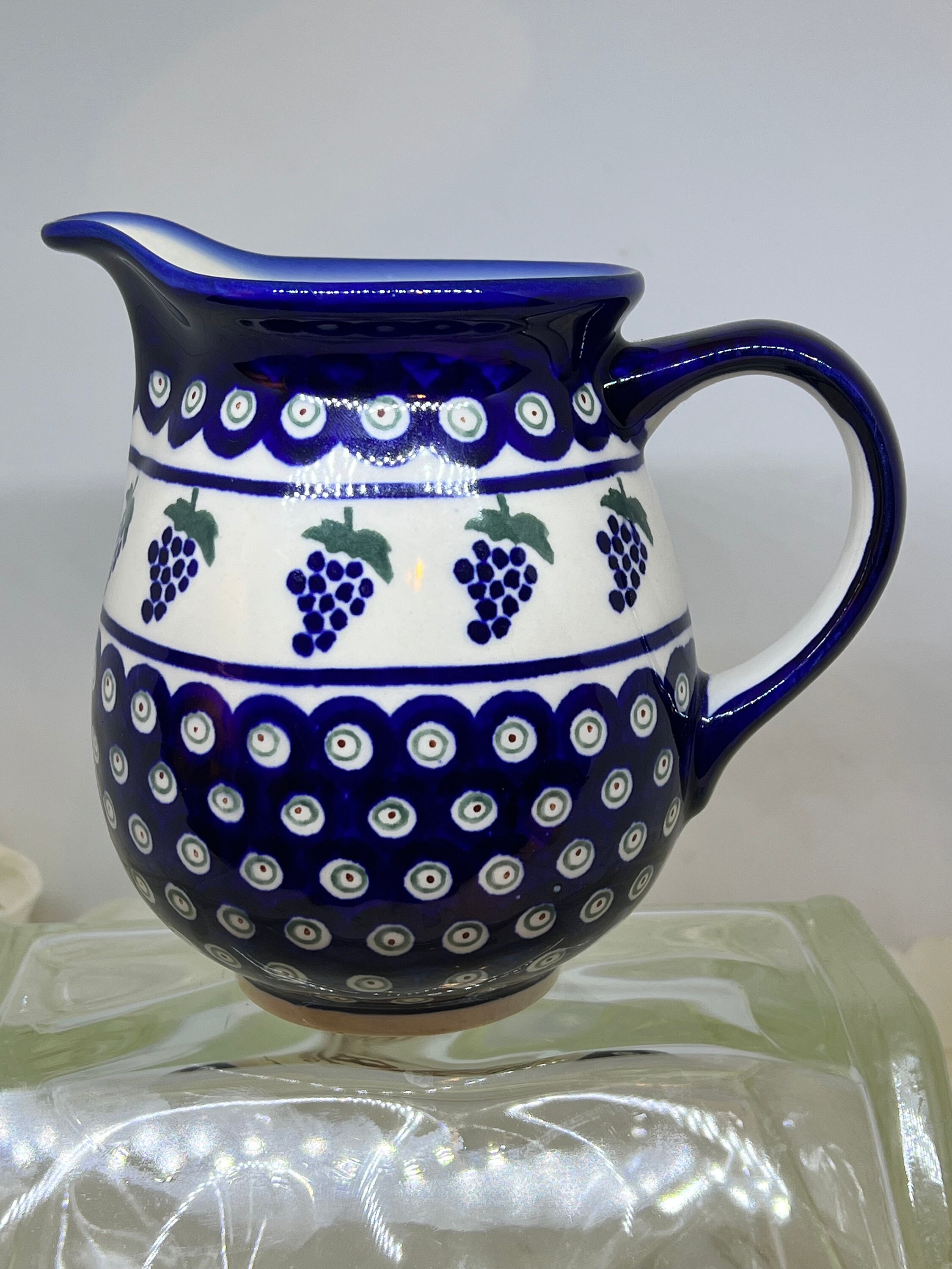 Blue Rose Polish Pottery Flowering Peacock Small Pitcher - Etsy