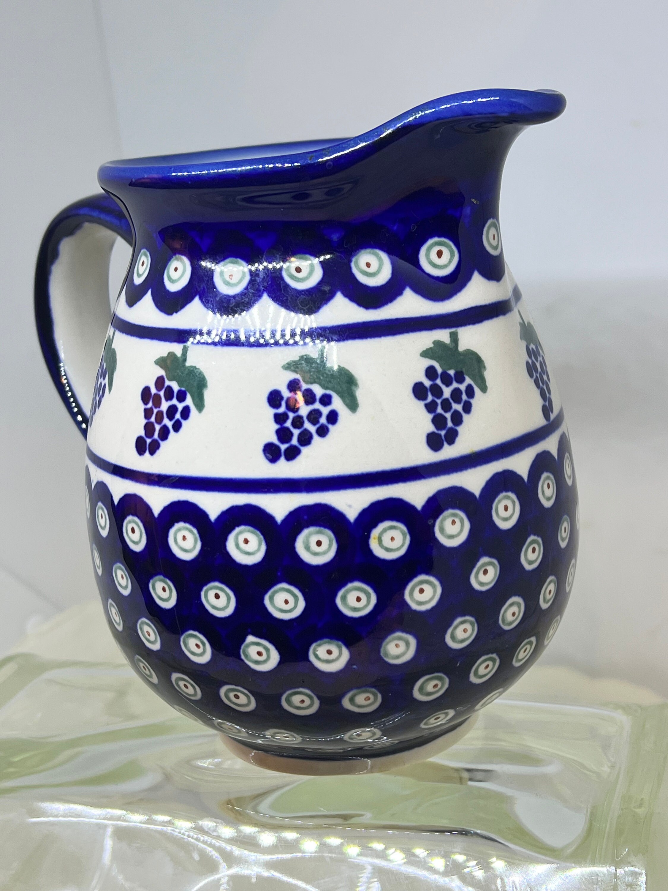 Blue Rose Polish Pottery Flowering Peacock Small Pitcher - Etsy