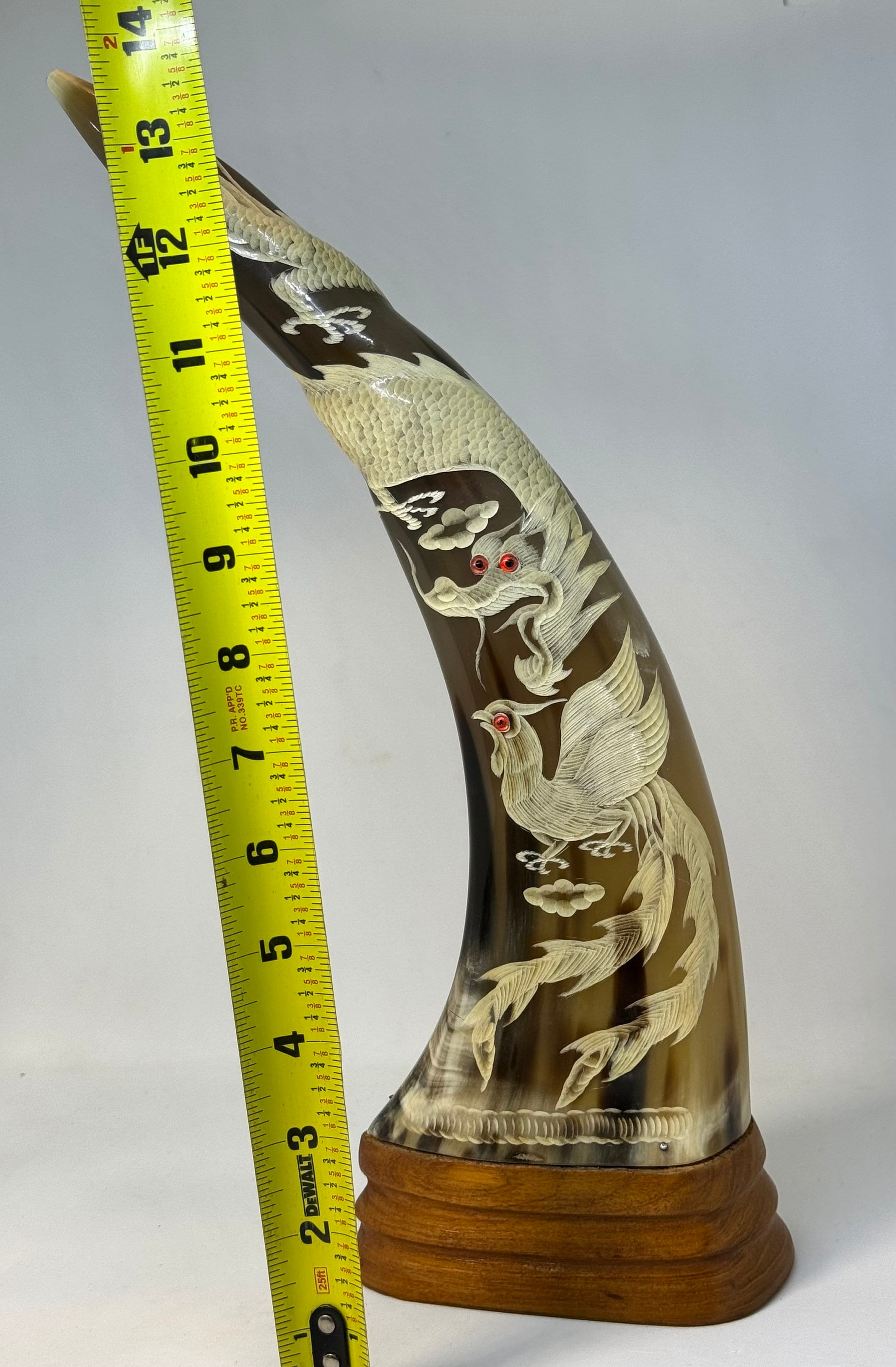Hand Carved Horn With Dragon and Tiger Design - Etsy