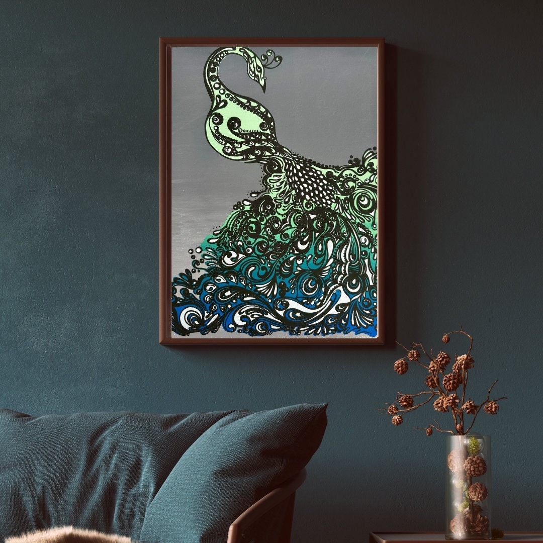 Peacock Print Colorful Peacock Print Colorful Art - Etsy