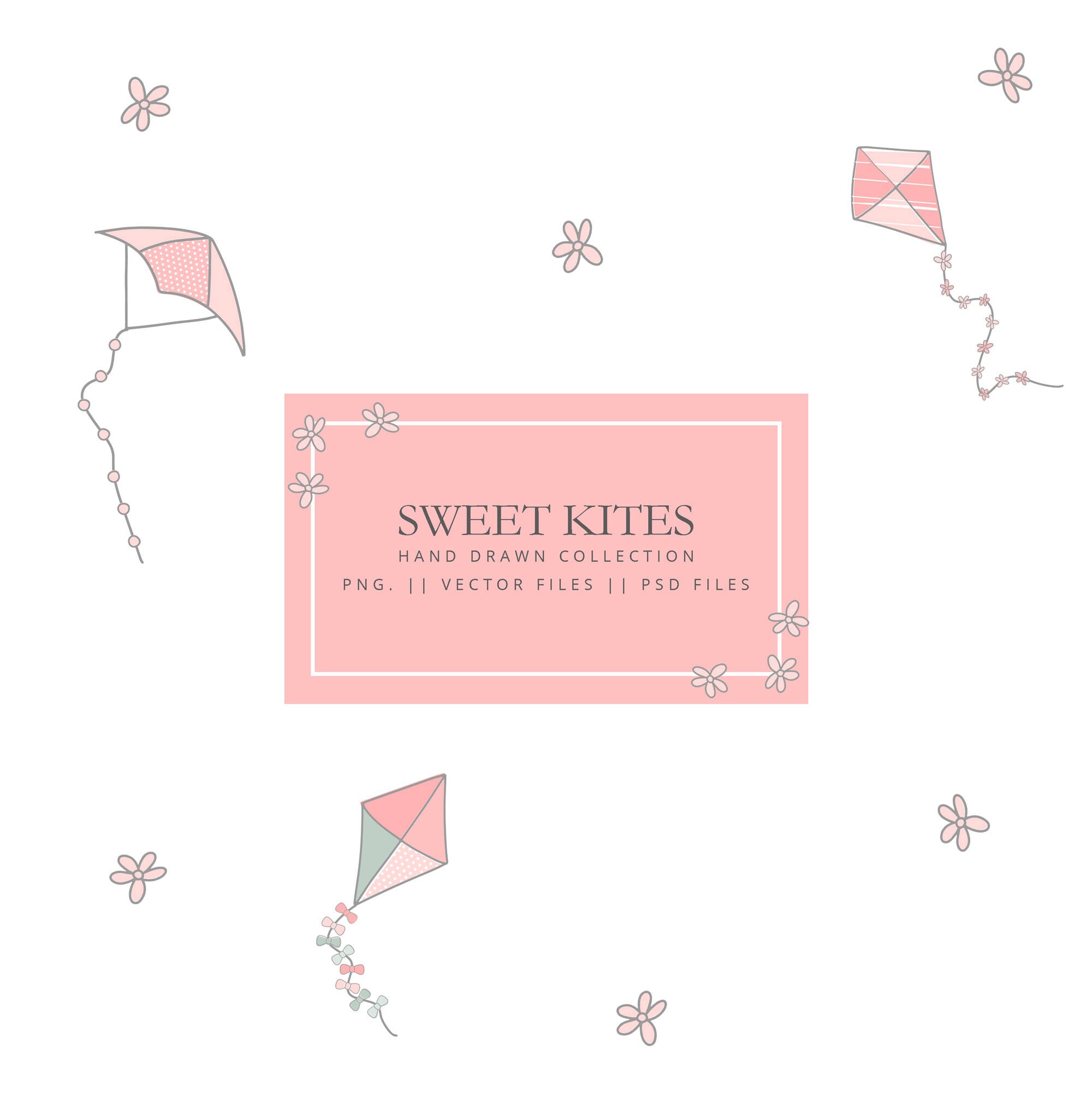 Clip Art With Kites, Kite Clip Art, Vector Kites, Pastel Colors ...