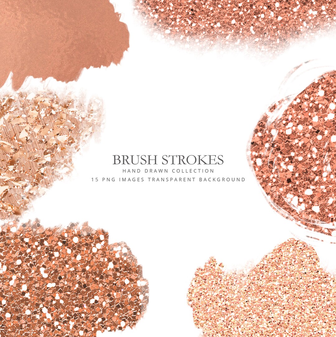 Clipart Rose Gold Brush Strokes, Brushed Metallic, Strokes, Rose Gold ...