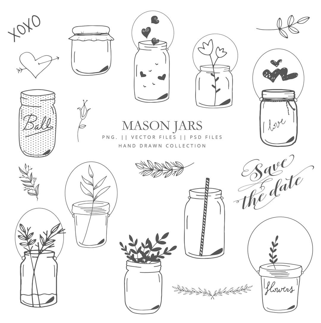 Clipart Mason Jars, 69 Images Mason Jars, Vector Mason Jar, Black ...