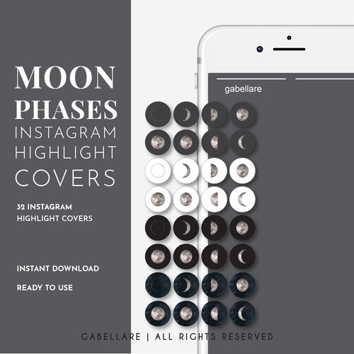 24 Celestial Instagram Highlight Cover Icons Moon Phases - Etsy