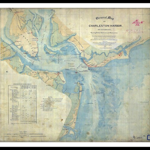 1780 Map of Charleston Harbor South Carolina | Etsy