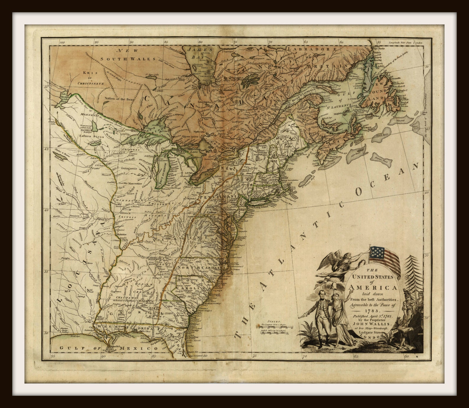 American Revolutionary War Map 1783. NOT A POSTER Museum - Etsy Israel