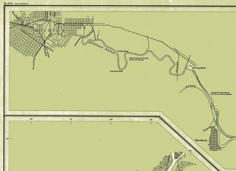 Houston Shipping Channel Nautical Chart 1911. Great Detail - Etsy