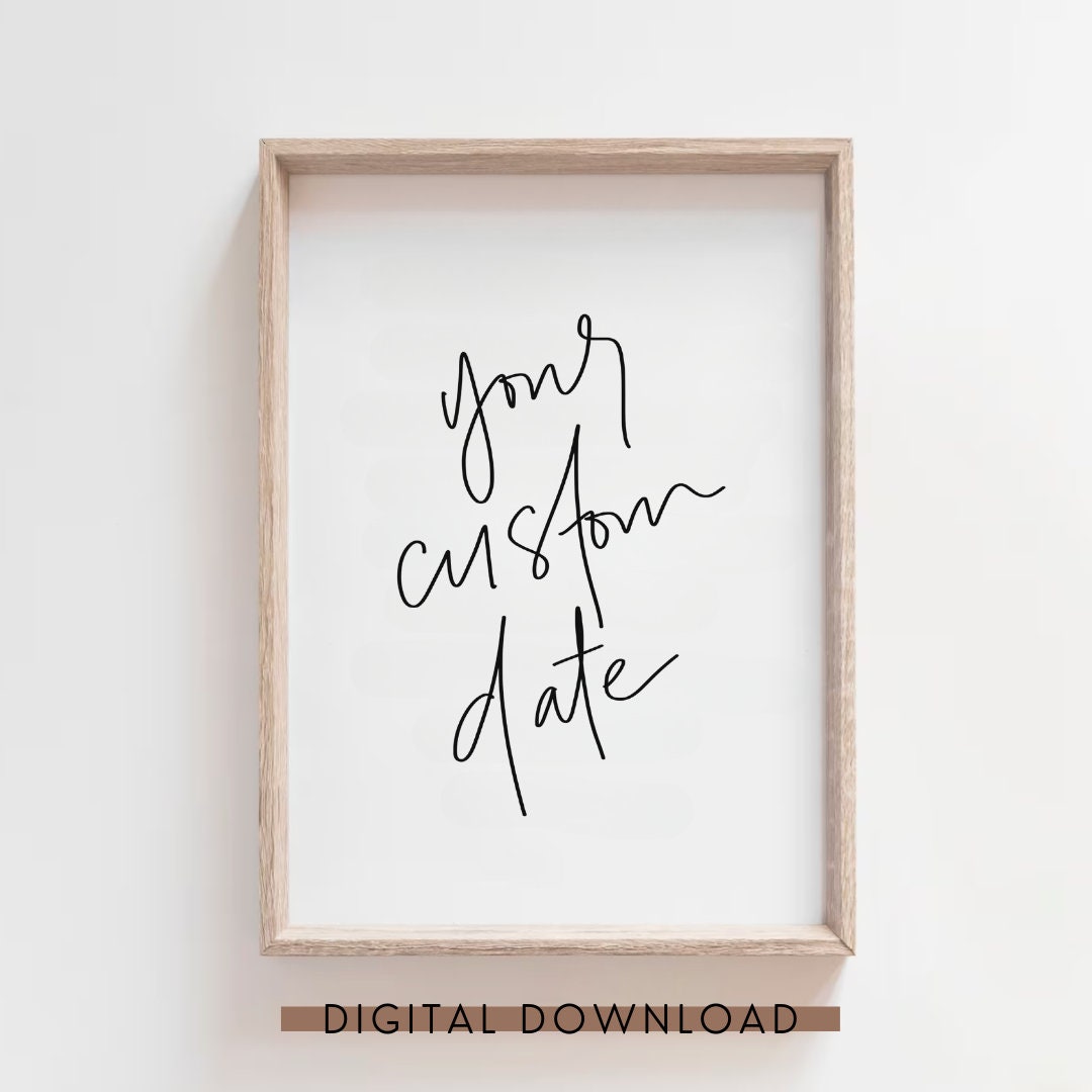 Custom Date Print, Anniversary Date Print, Minimal Home Decor ...