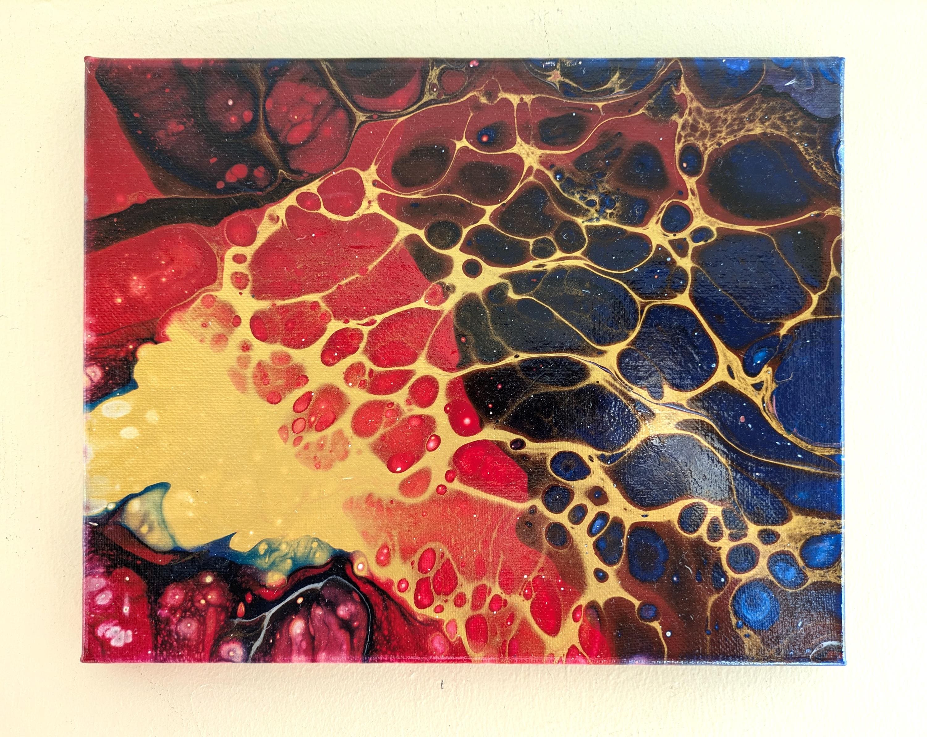 8x10 Red, Blue, and Gold, "vulcan Galaxy" Pour Painting - Etsy