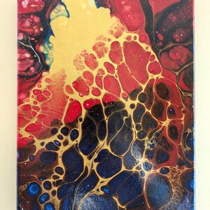 8x10 Red, Blue, and Gold, "vulcan Galaxy" Pour Painting - Etsy