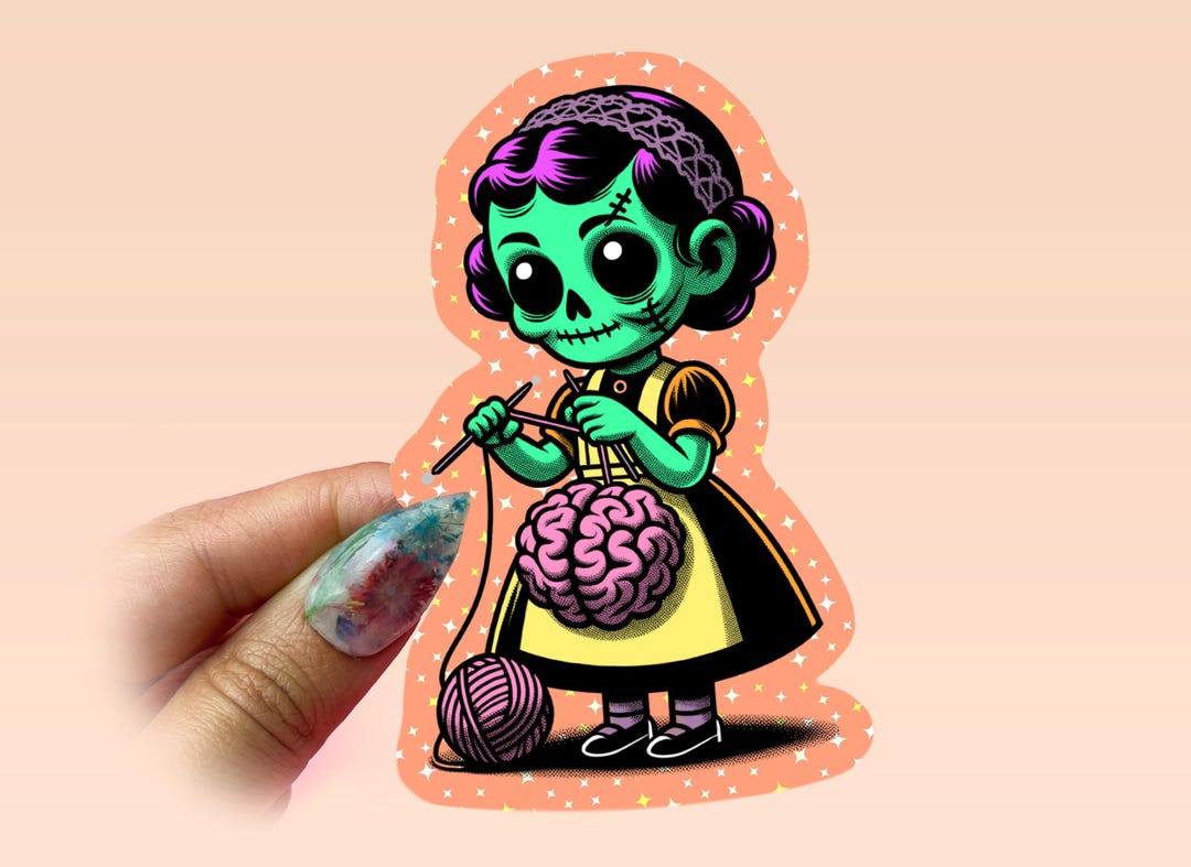 Crafty Zombie Sticker, Funny Stickers for Crafters, Kitschy Retro ...