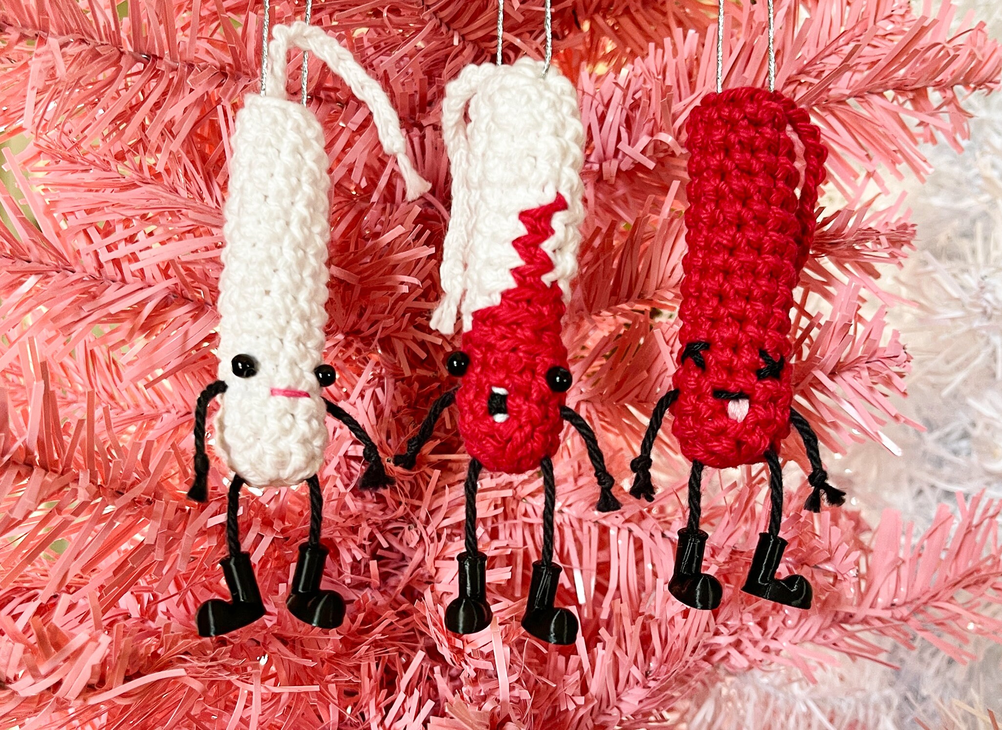 Funny Christmas Ornaments, Crochet Tampons Set of 3, Funny Weird Gift ...