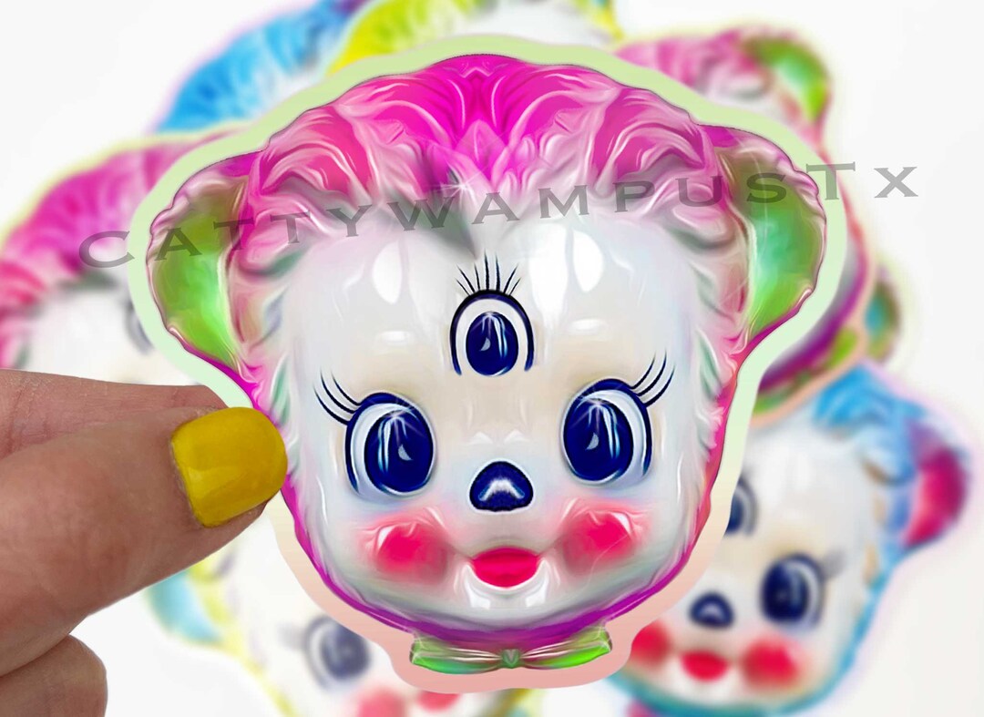 Kitschy Bear W/3rd Eye Stickers Anthropomorphic Animals - Weird Stuff ...