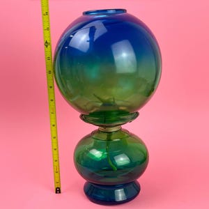 Vintage P & A Risdon Glass Kerosene Oil Lamp – Blue-green Ombre Globes Mid-century Style Retro ...