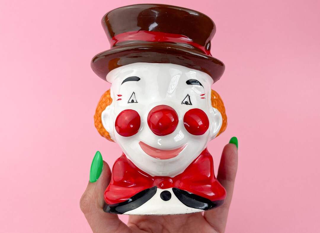 Vintage Happy Circus Clown Planter | Mid Century Kitschy Home Decor ...