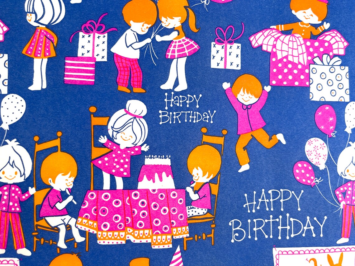 Vintage Wrapping Paper | Happy Birthday, Retro | 18 X 28 Sheets Cut ...