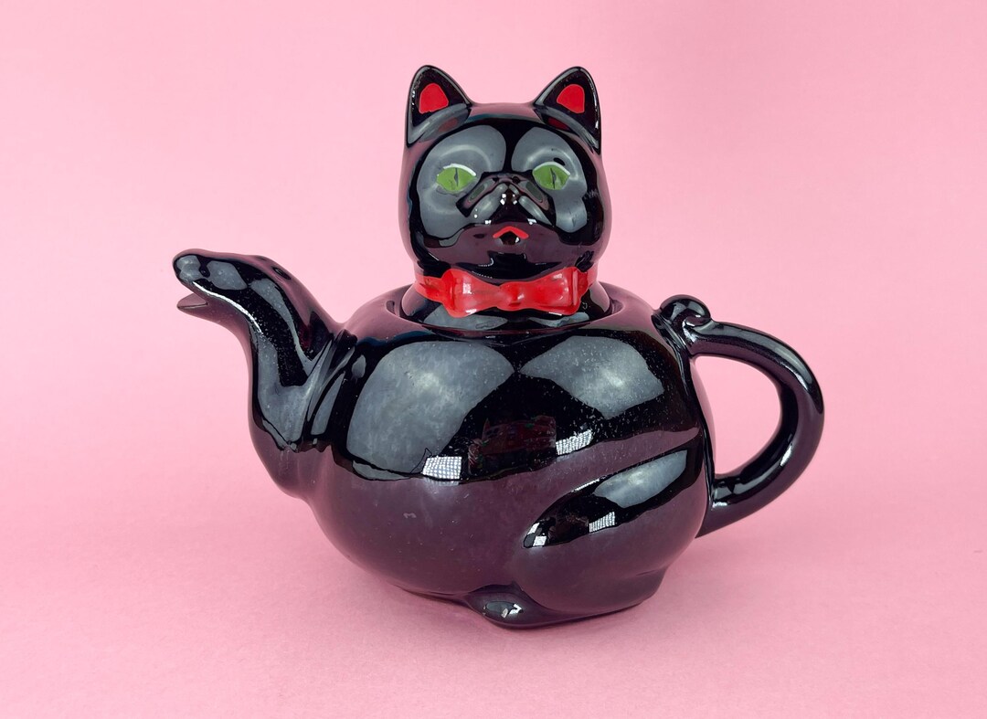 Vintage 1950s Black Cat Teapot – Shafford Redware Japan – Mid-century ...