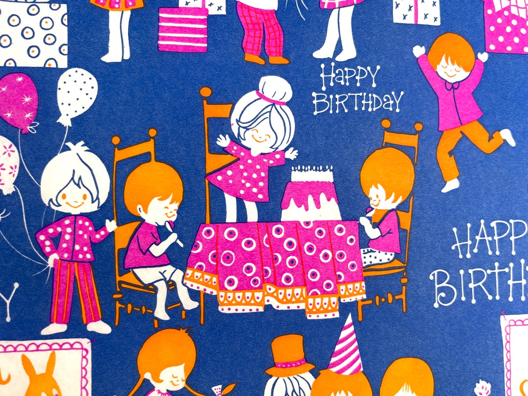 Vintage Wrapping Paper | Happy Birthday, Retro | 18 X 28 Sheets Cut ...